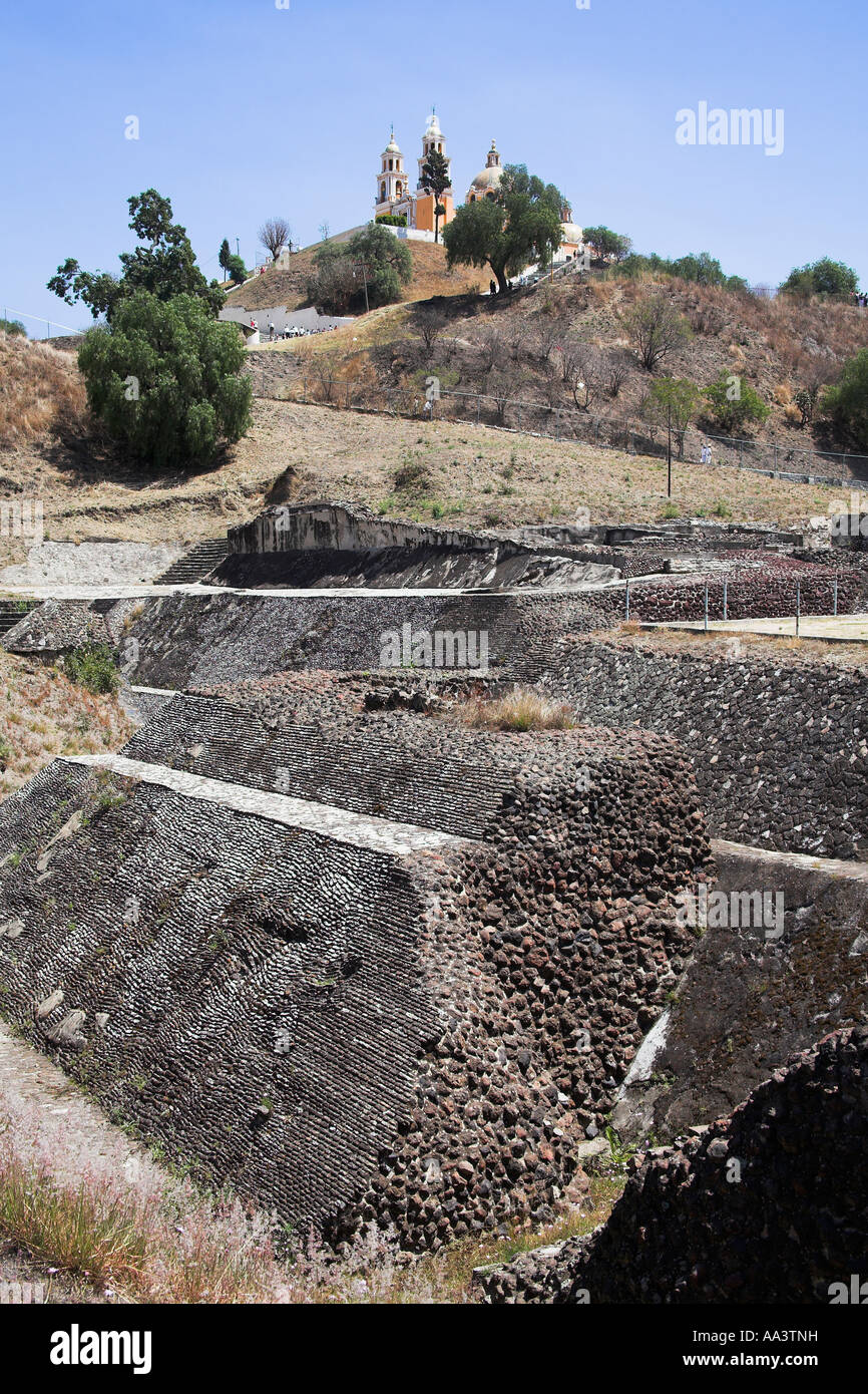 Terraces and Nuestra Senora de Remedios, on Great Pyramid, Cholula ...