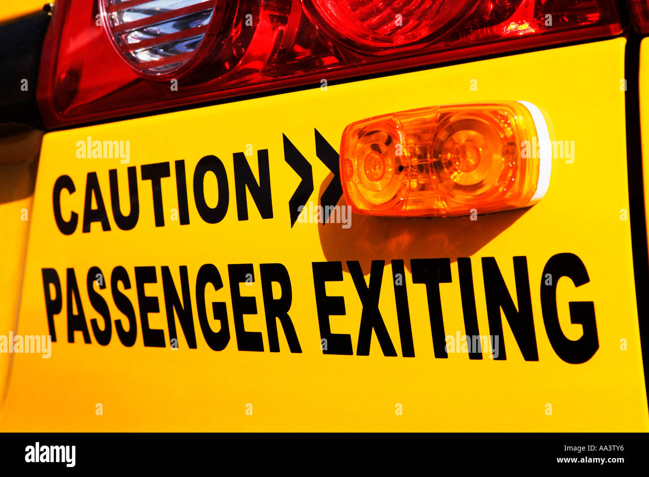 CAUTION, PASSENGER EXITING, SIGN, TAXI, CAB, AUTOMOBILE, EXITING, DOOR ...