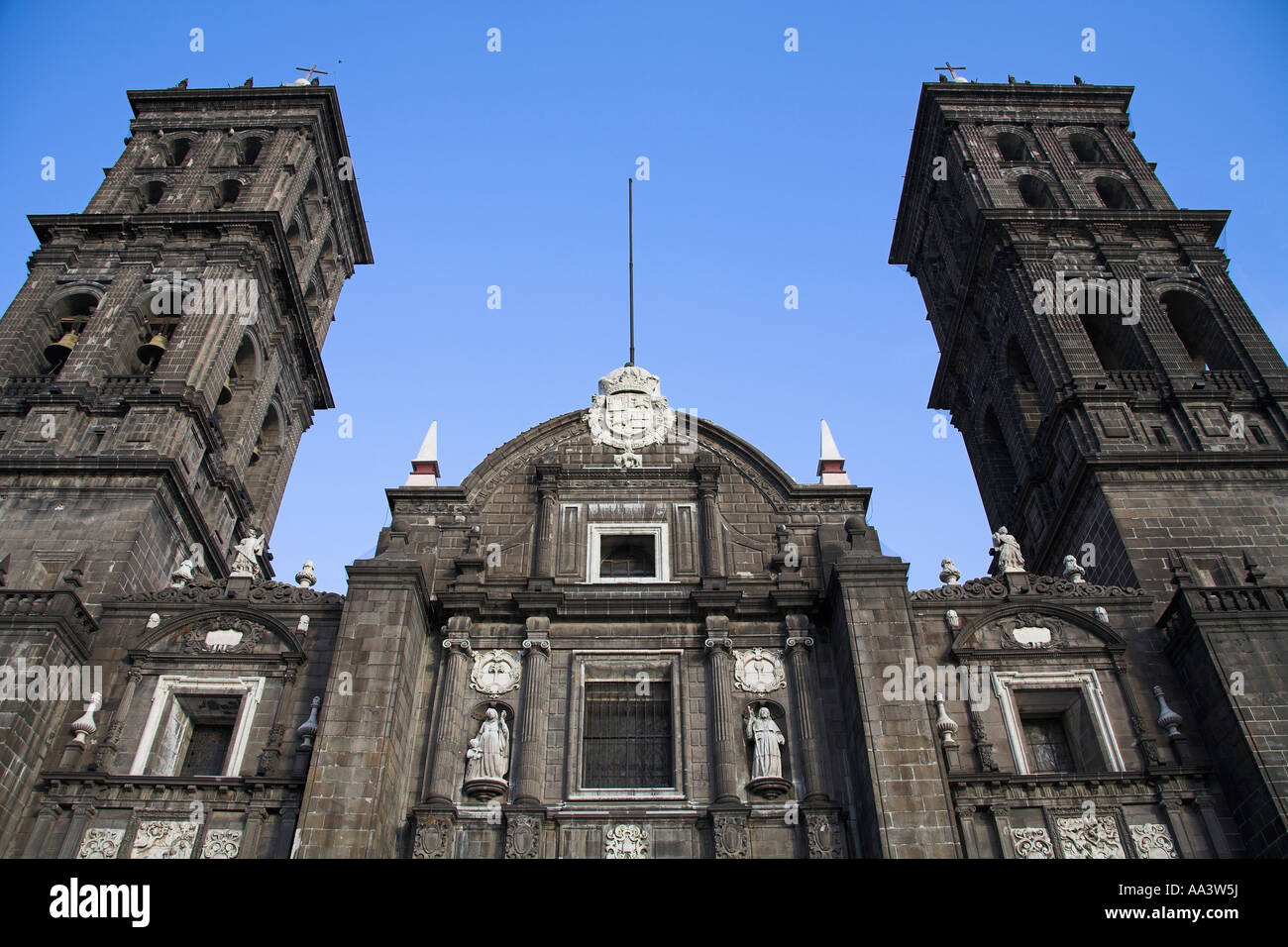 Catedral basilica de puebla cathedral bell towers hi-res stock ...