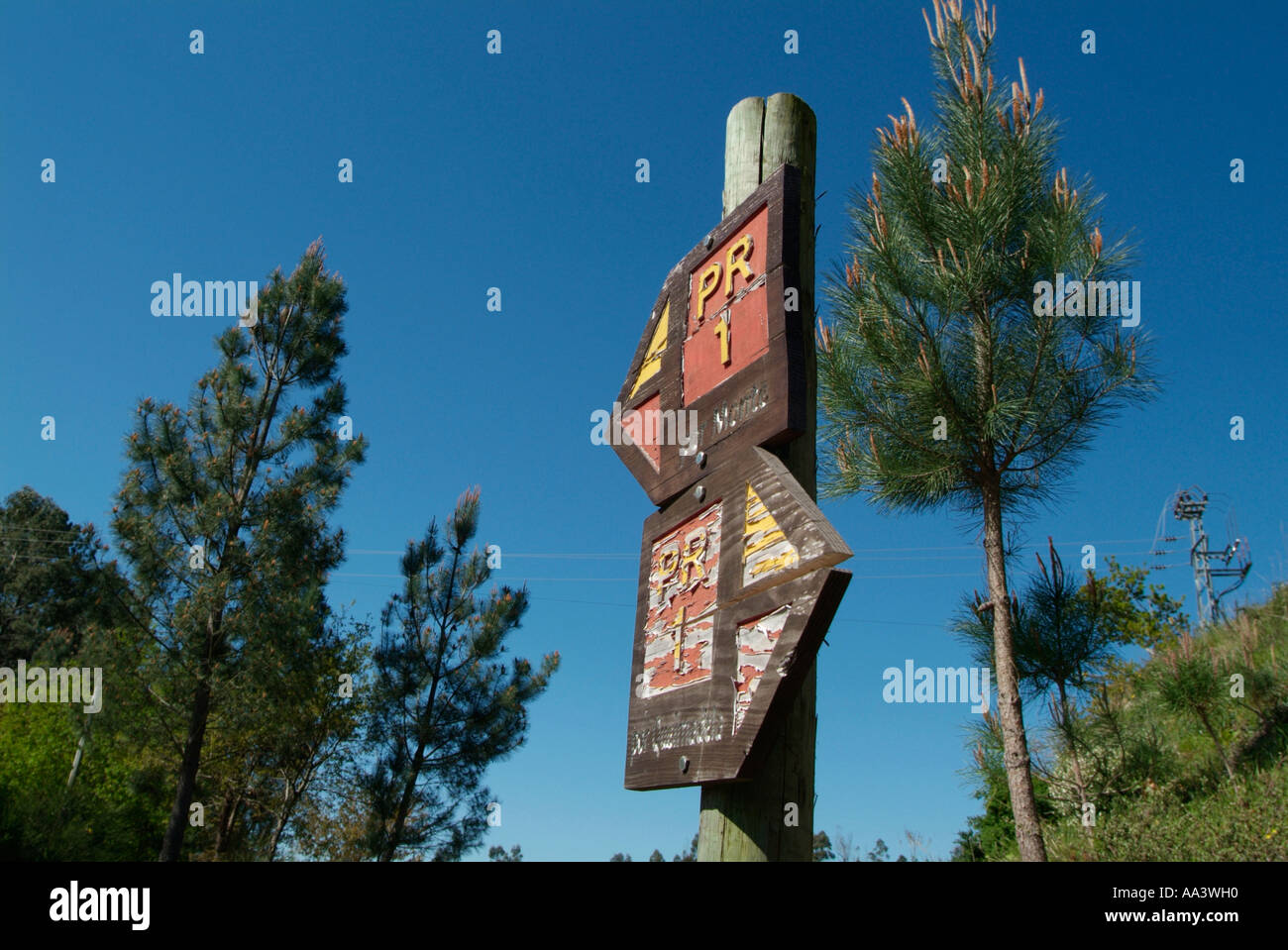 Signpost marking walking path Stock Photo - Alamy