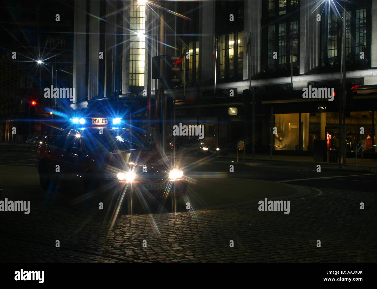 Police Car at Night Stock Photo - Alamy