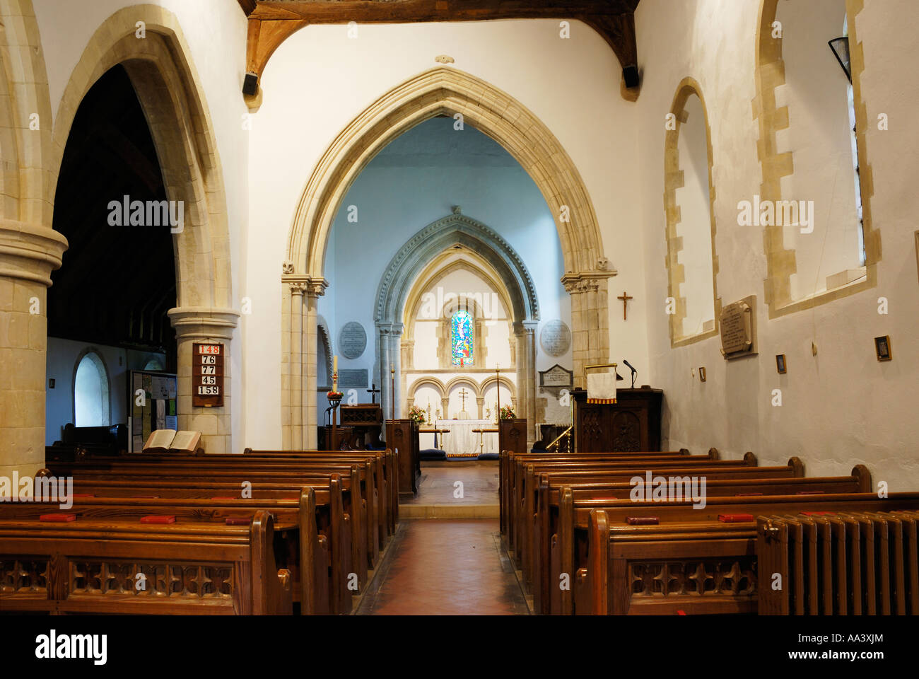 Interior of St Andrew's Church Bishopstone East Sussex UK Stock Photo ...