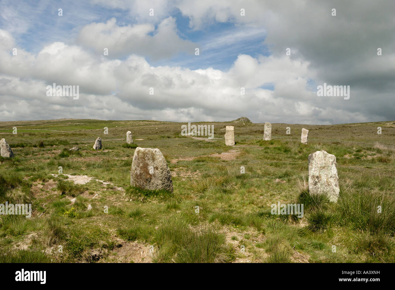 Nine Maidens Stone Circle near Carn Galver, West Penwith Cornwall UK ...
