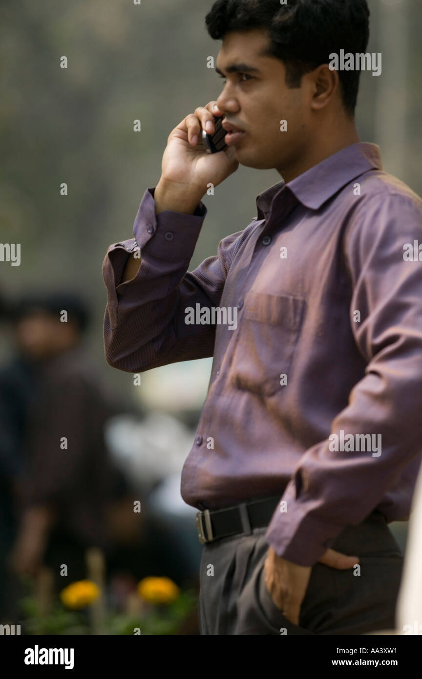 Student enjoying the mobile phone revolution Dhaka 2006 Stock Photo - Alamy