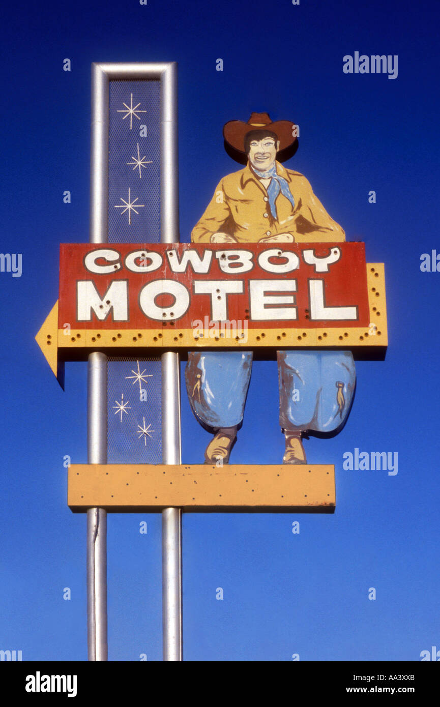 Cowboy Motel sign on old Route 66 in Amarillo Texas Stock Photo - Alamy