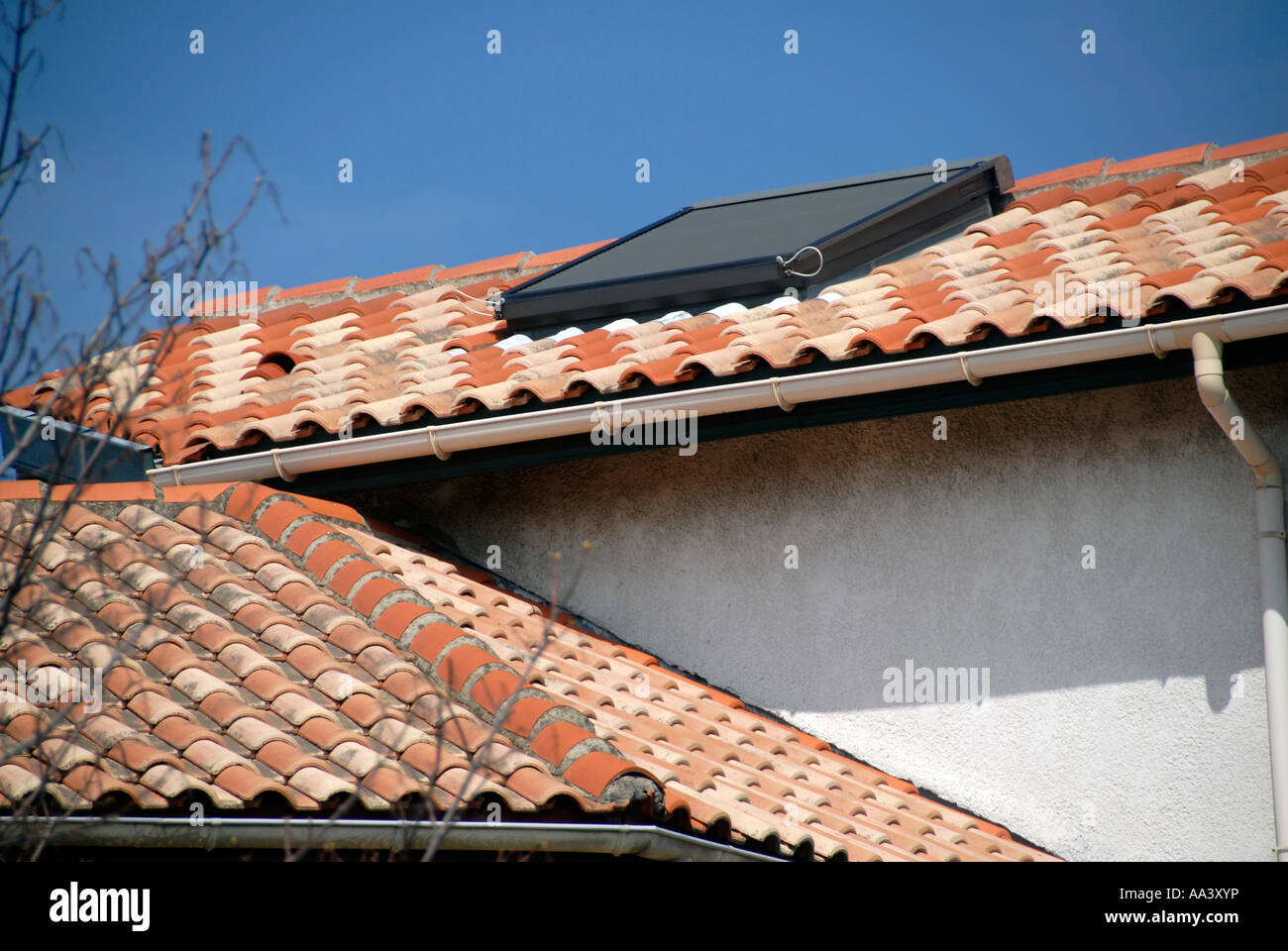 Solar collector on sunny roof Stock Photo - Alamy