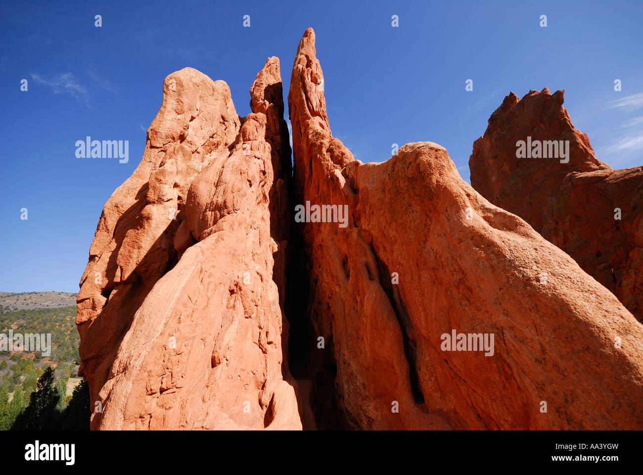 Weathered and eroded rocks in the "The Garden Of The Gods", Colorado ...