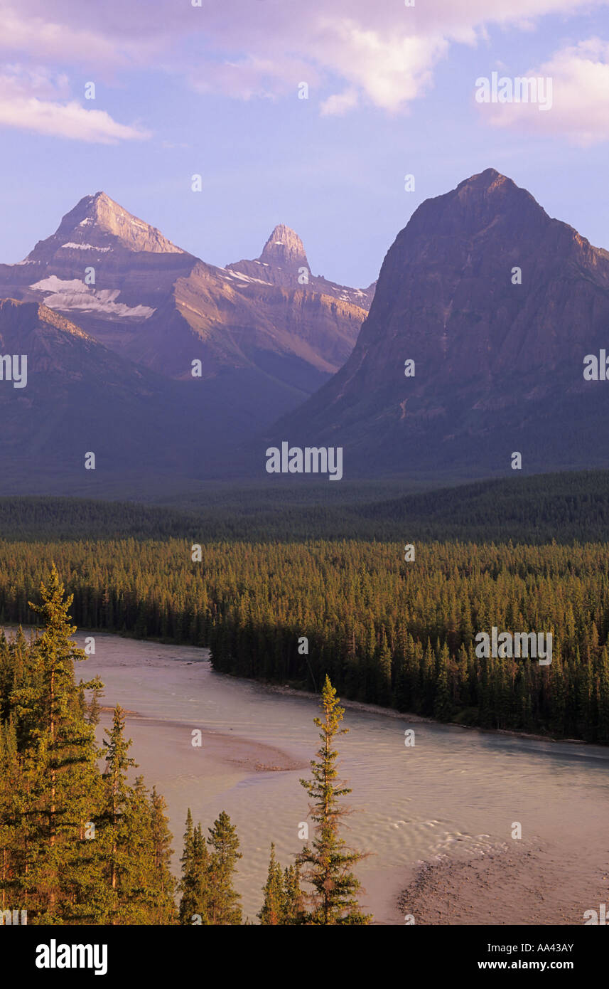 Mount Christie and Athabasca River Jasper National Park Alberta Stock ...