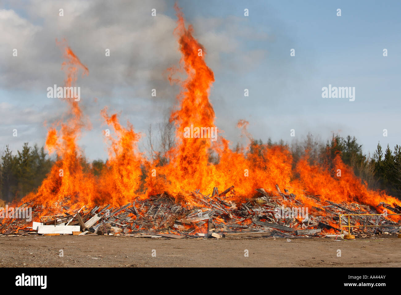 Wood waste pile being burned at Regional Transfer Station Smithers ...