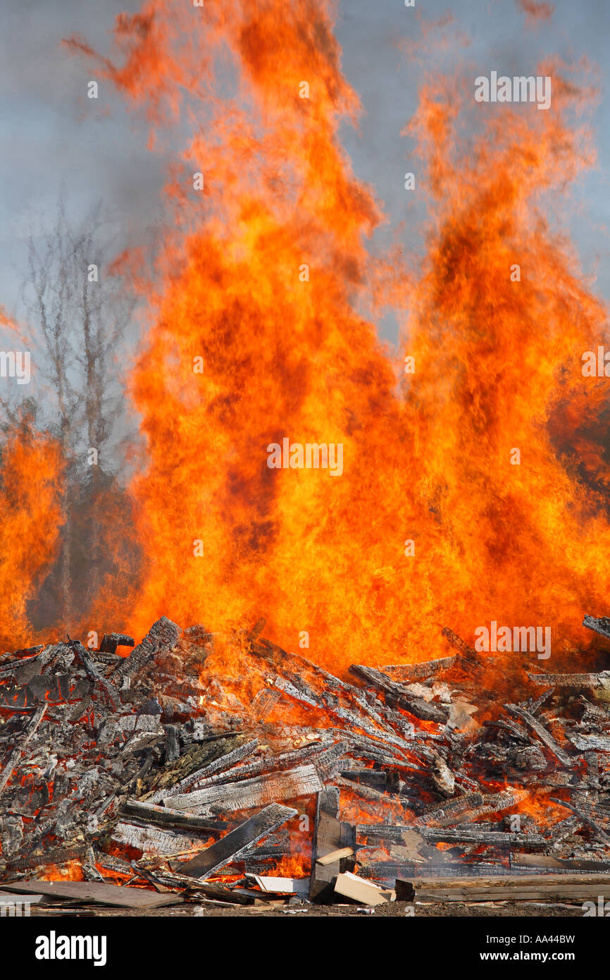 Wood waste pile being burned at Regional Transfer Station Smithers ...