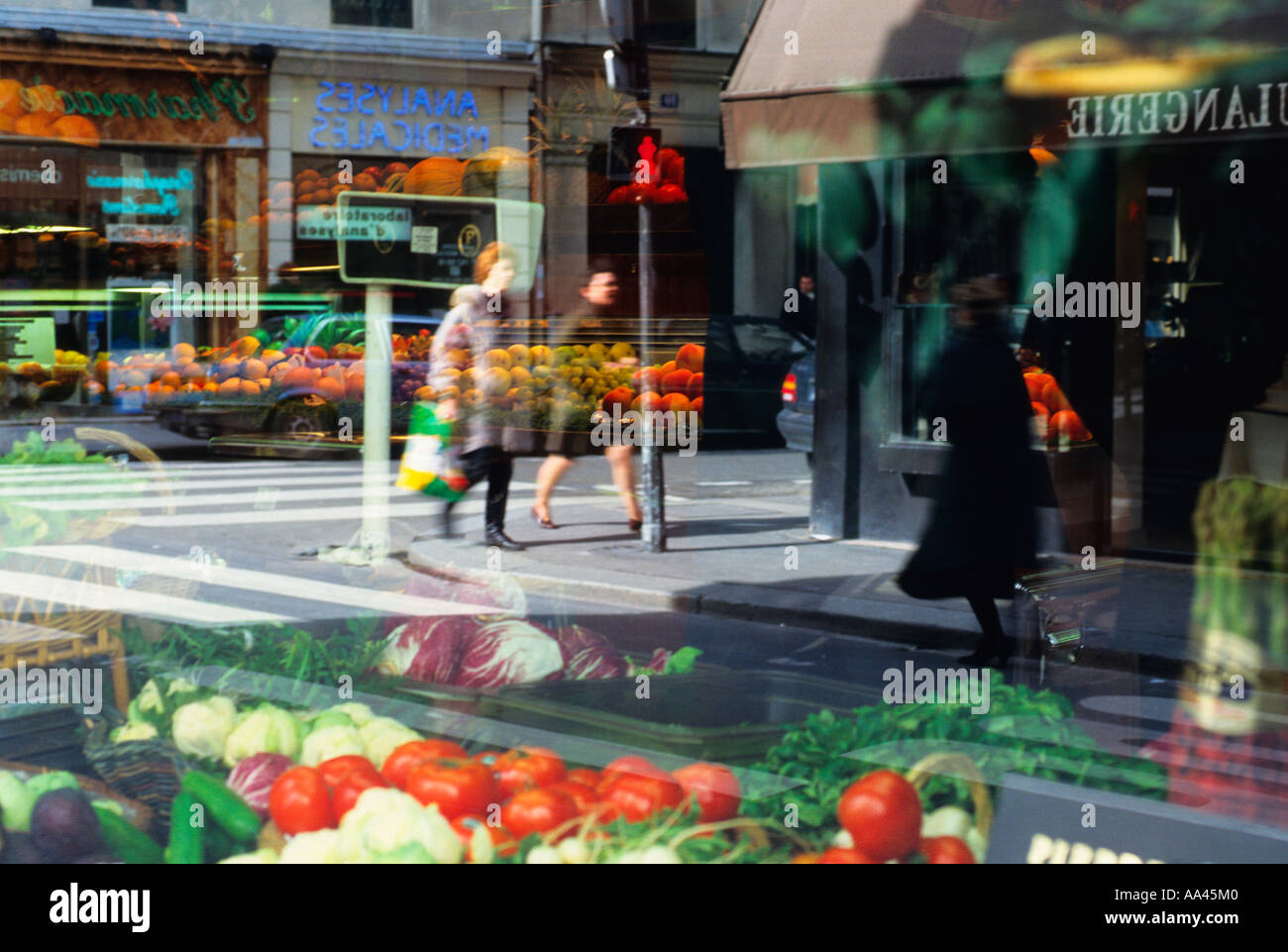 Paris Parisian Street Scene Reflection in a Food Shop Window of ...