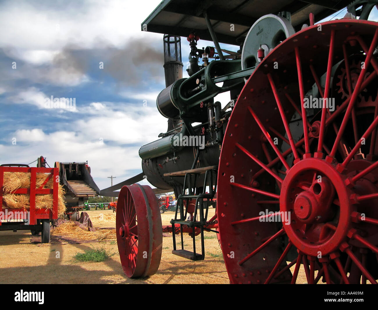 Vintage Case steam traction engine tractor and threshing implement at ...