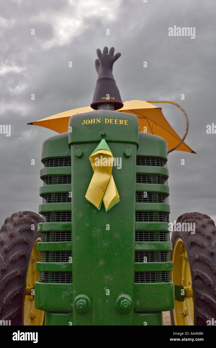 Vintage John Deere tractor front view Stock Photo - Alamy