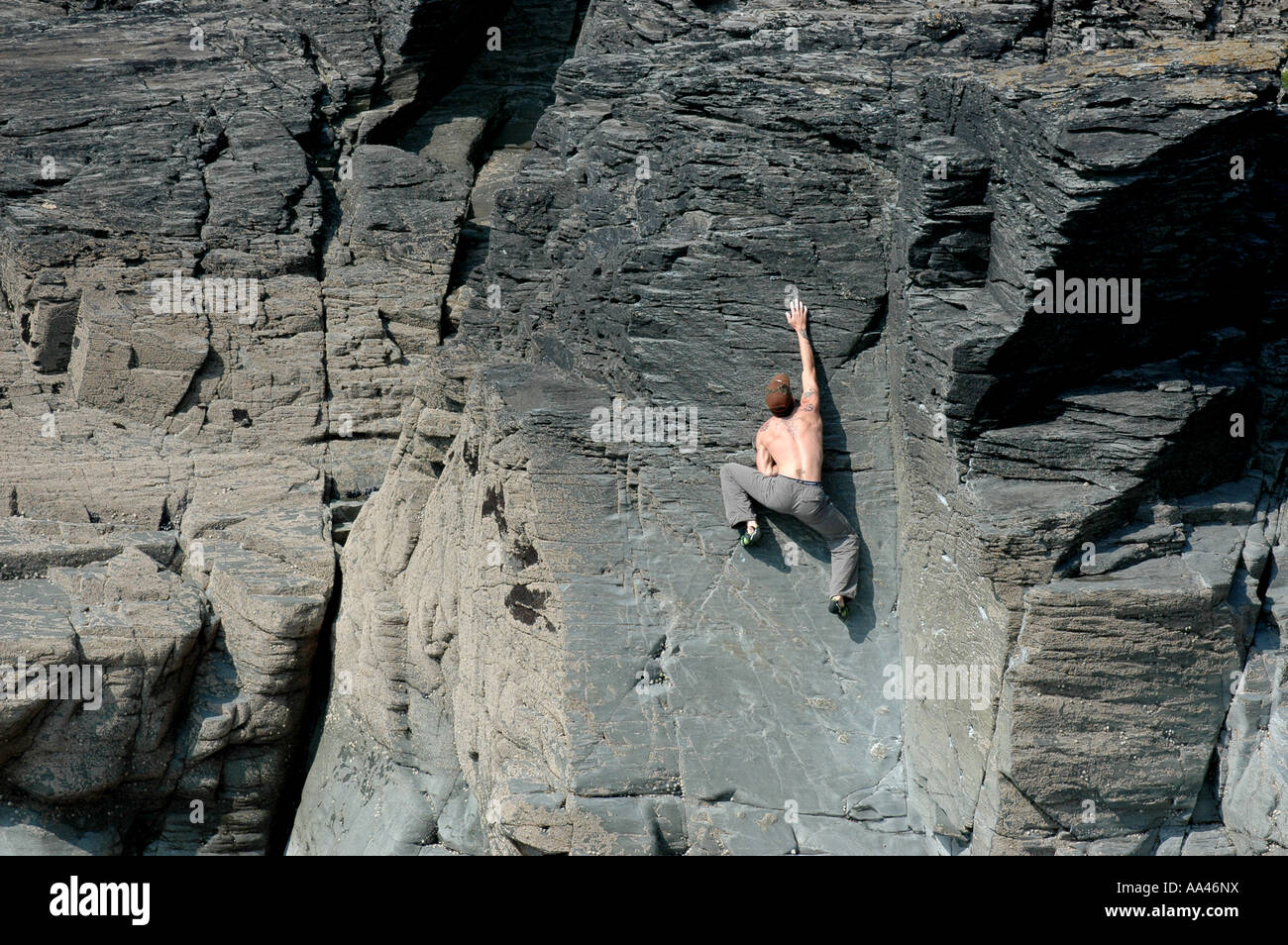 rock climber in cornwall Stock Photo - Alamy