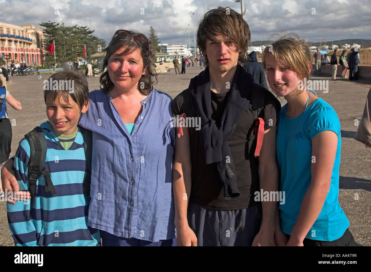 Mother and three teenage children on holiday Essaouira, Morocco, north ...