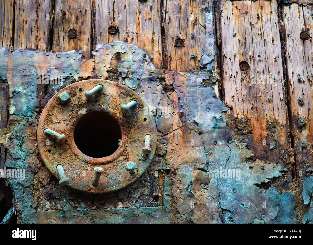 A portion of the hull of the Edwin Fox ship in Picton, South island ...