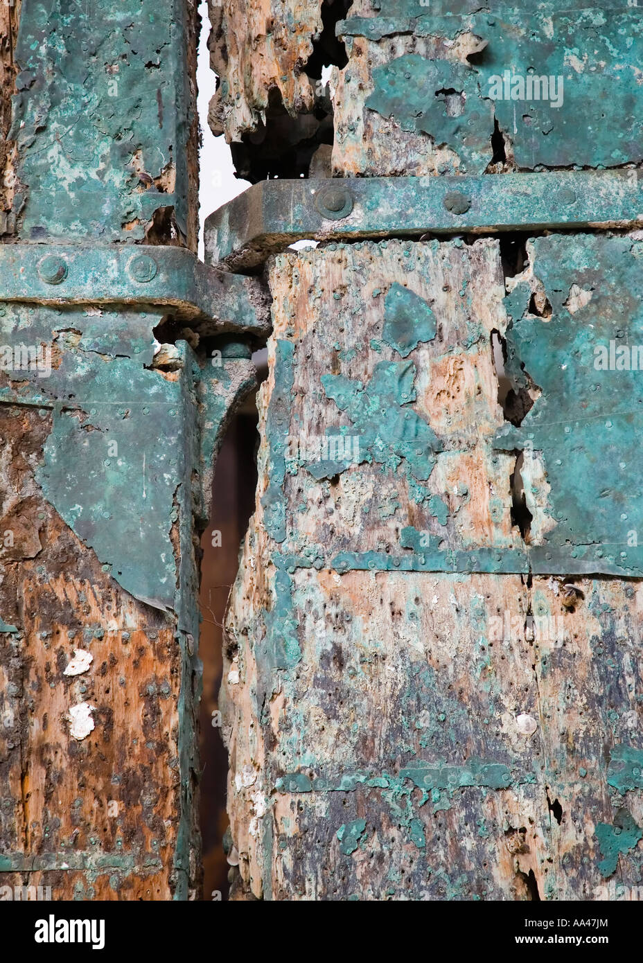 A portion of the hull of the Edwin Fox ship in Picton, South island ...