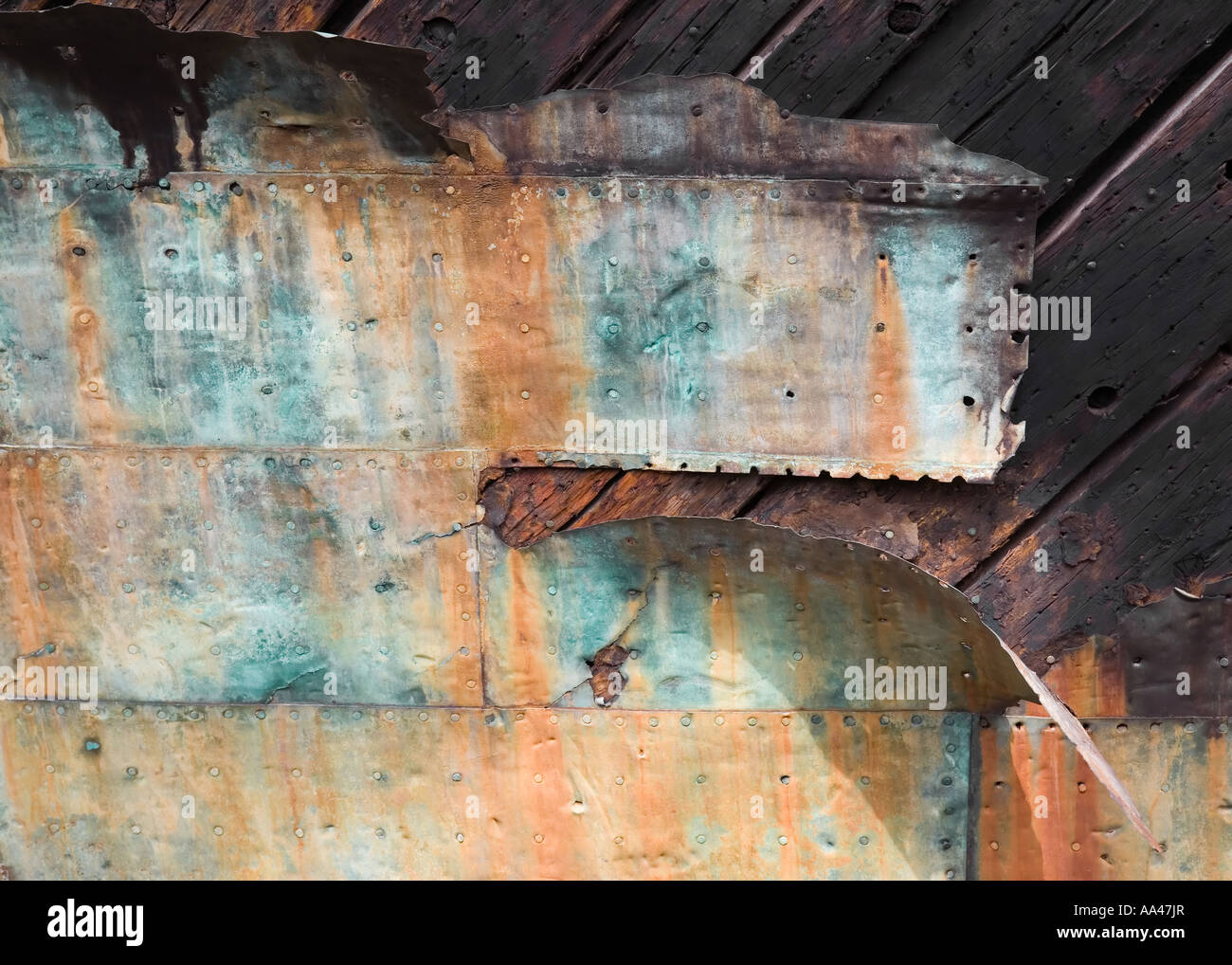 A portion of the hull of the Edwin Fox ship in Picton, South island ...