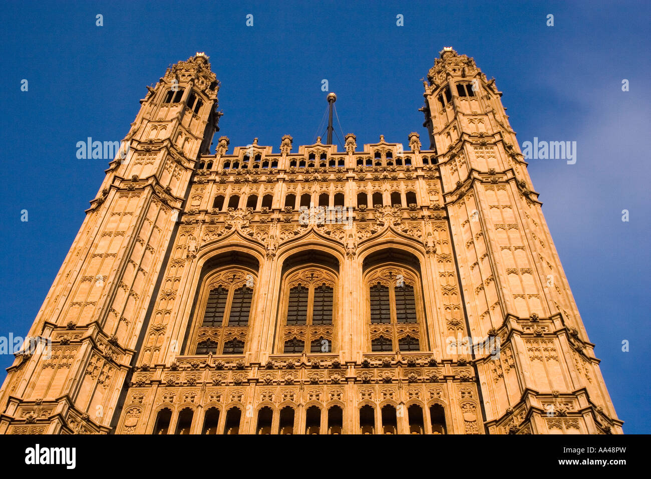 facade of westminster tower against blue sky Stock Photo - Alamy
