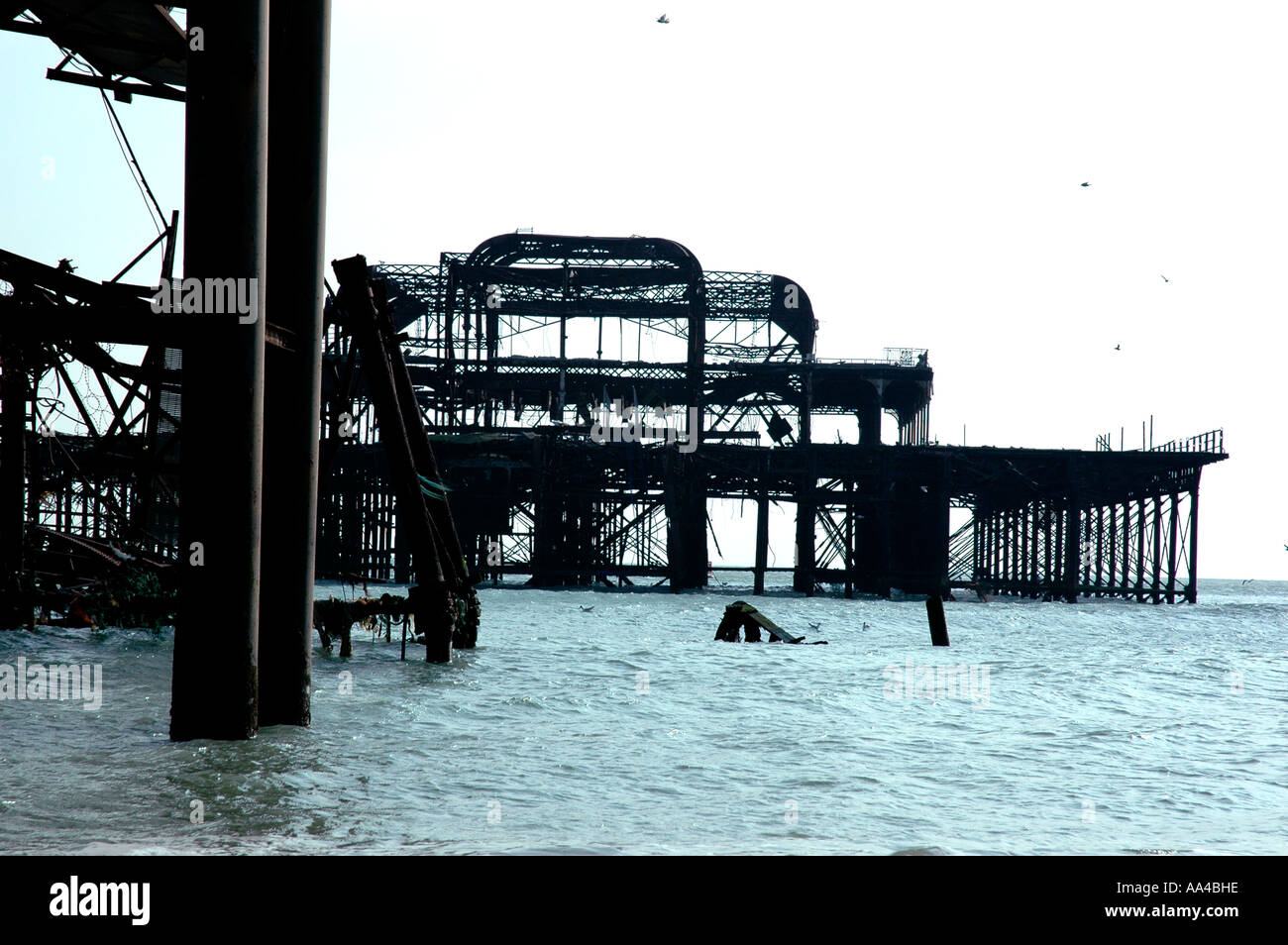 Brighton Pier destroyed by fire, Brighton, East Sussex, UK Stock Photo ...