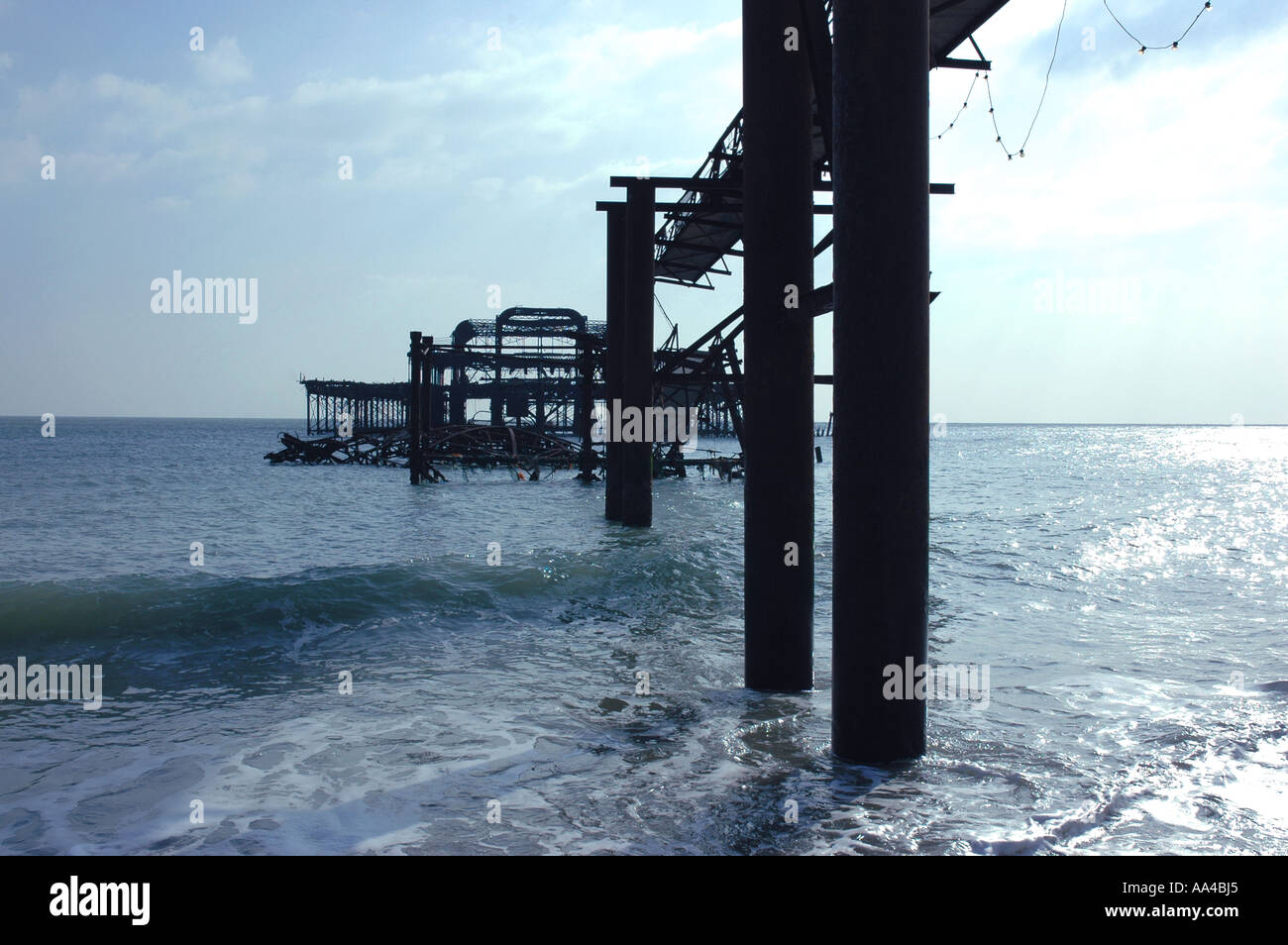 Brighton Pier destroyed by fire, Brighton, East Sussex, UK Stock Photo ...