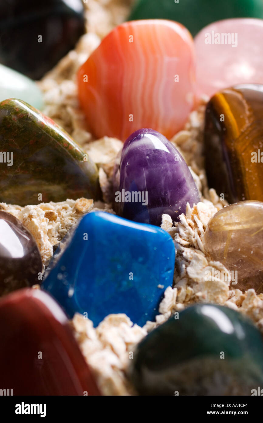 Various coloured gemstones Stock Photo - Alamy