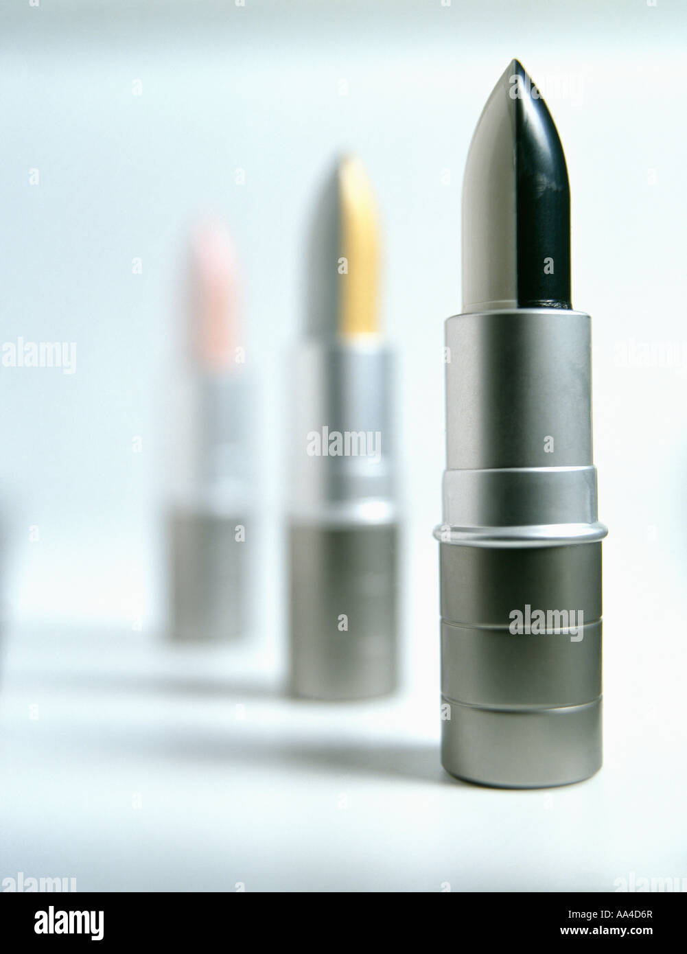 Close-up of black lipstick in stainless steel case Stock Photo - Alamy