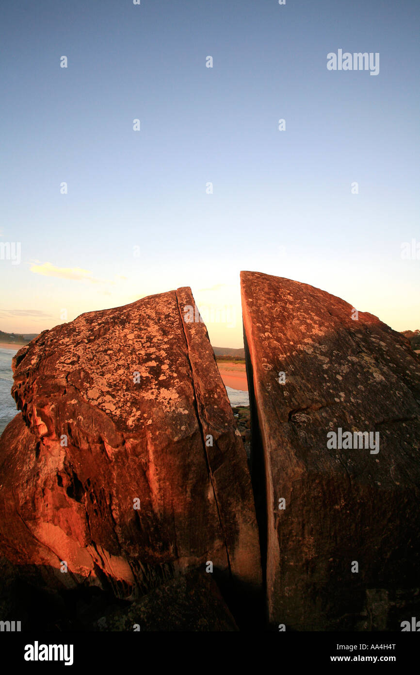 The sandstone rock split along strata line at Palm Beach North Sydney ...