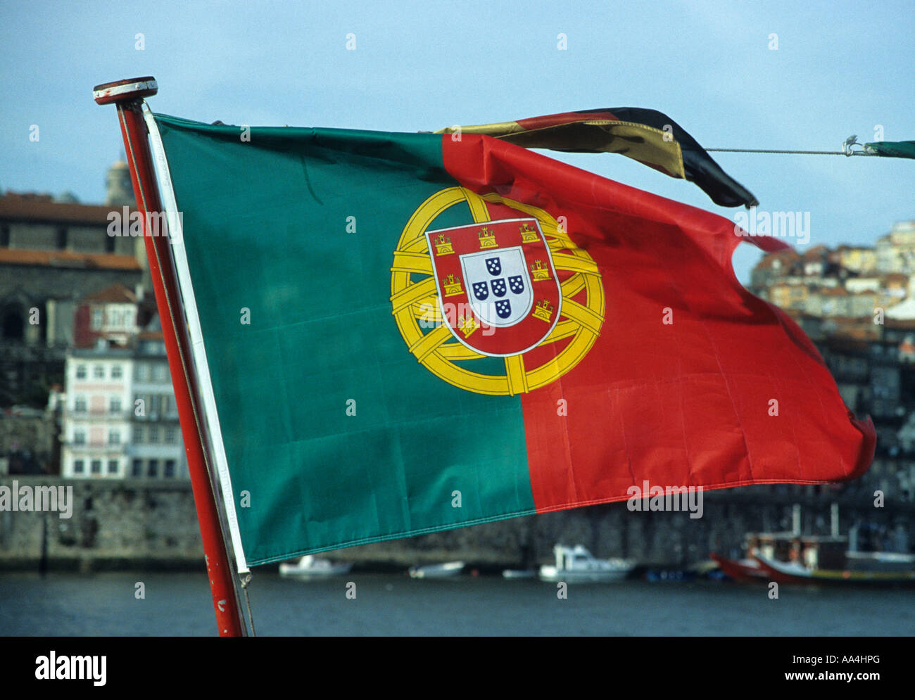 The national ensign flag of Portugal in Porto Stock Photo - Alamy