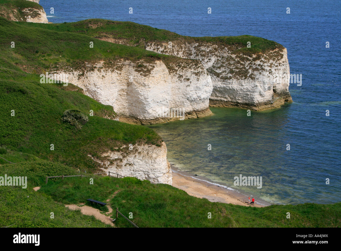 Flamborough Head chalk headland yorkshire coast england uk gb europe ...