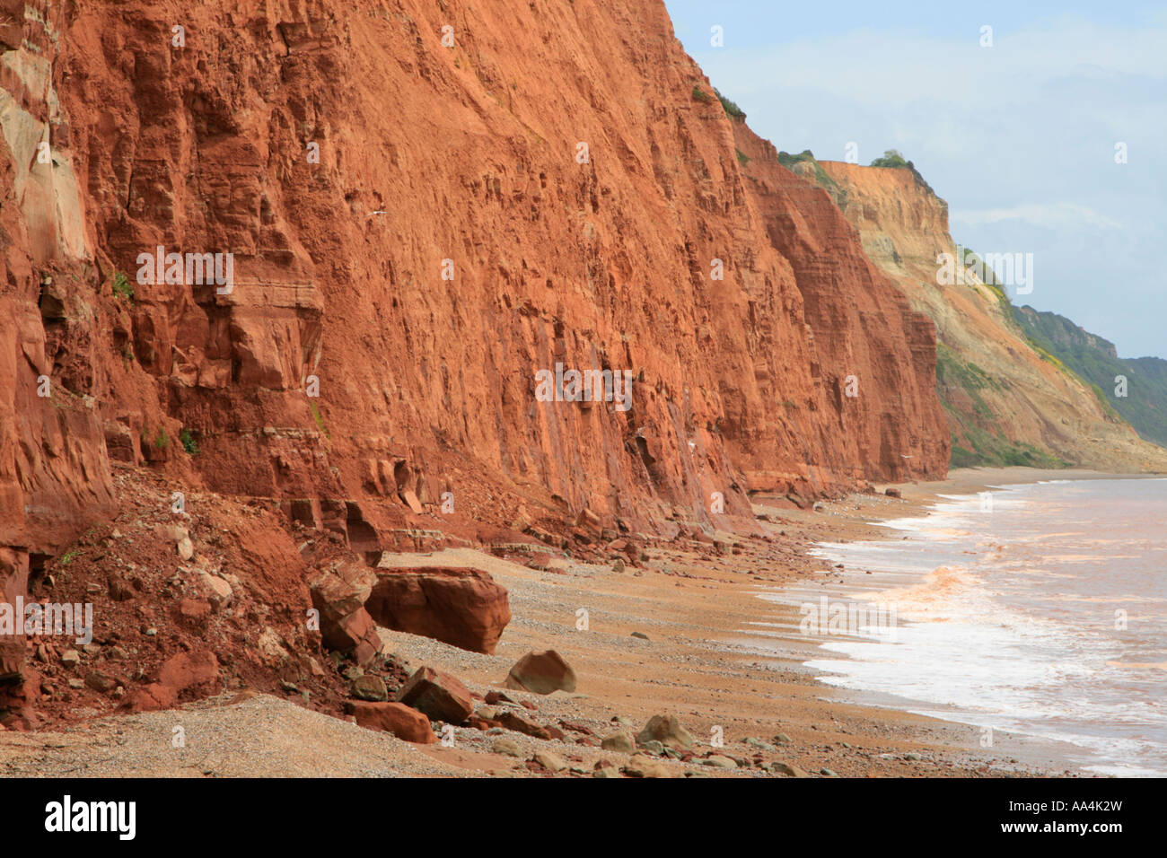 jurassic world heritage coastline red sandstone cliff strata seaton ...