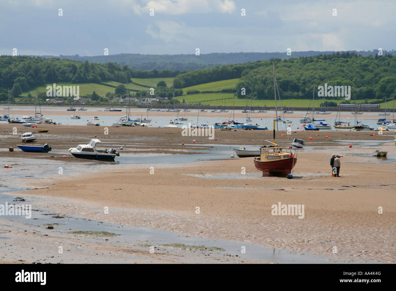 exmouth sandy beach estuary beyond south devon england uk gb europe ...