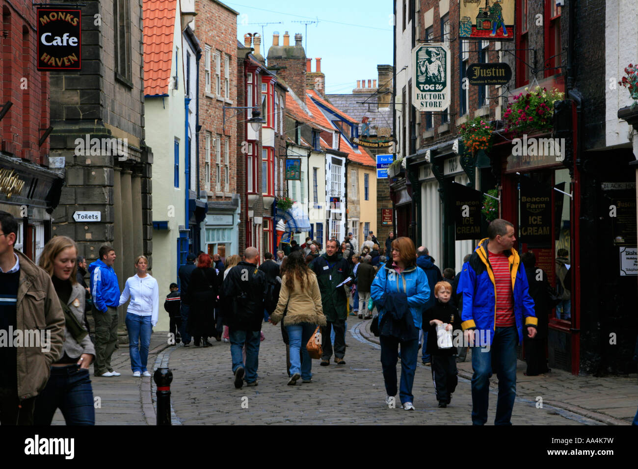 whitby narrow streets old town north yorkshire coastal seaside resort ...