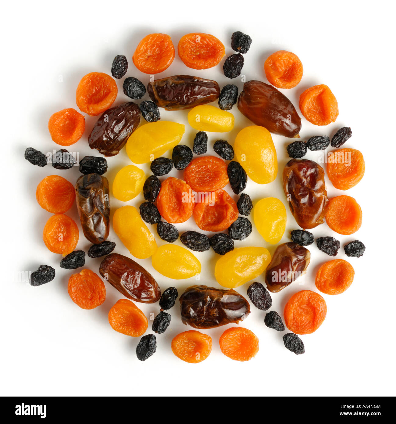 Dried fruits artistic round pattern Stock Photo - Alamy