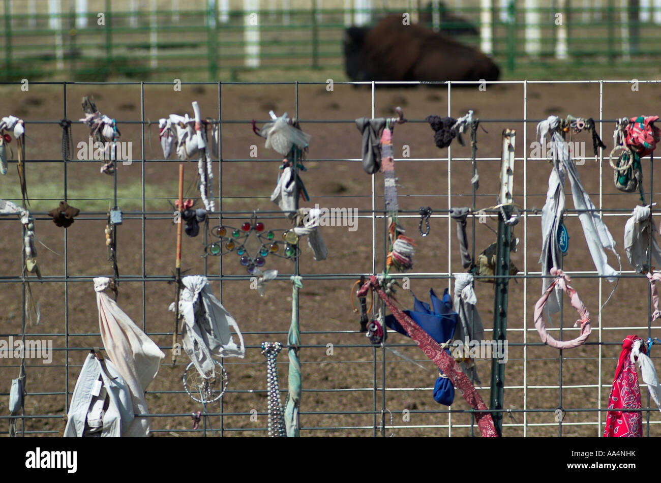 A fence with prayer tokens at "Spirit Mountain Ranch" (for White ...