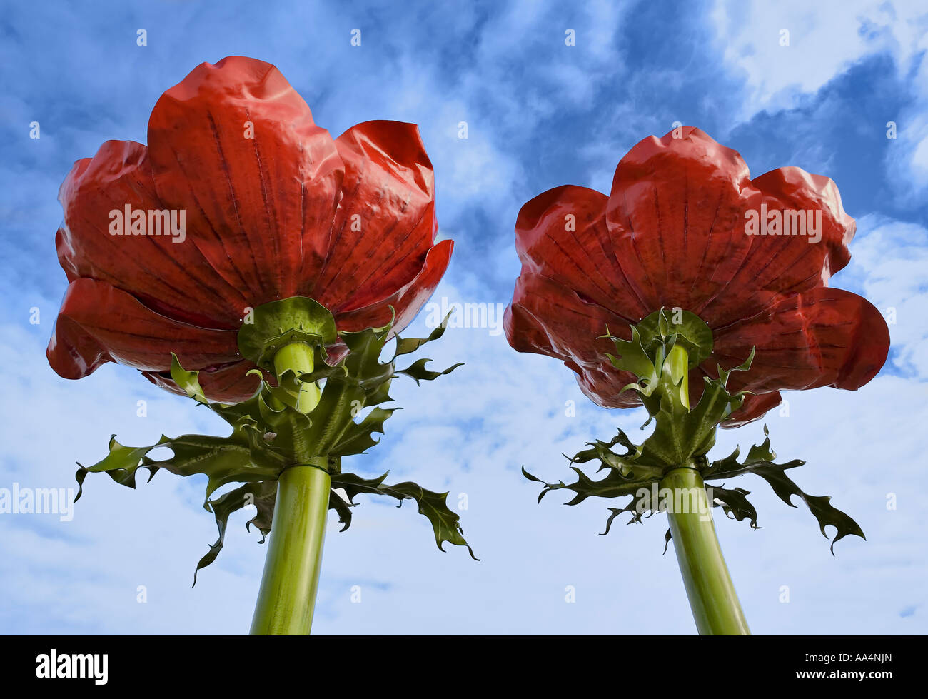 Giant Poppies metal sculpture at Bow East London Stock Photo - Alamy