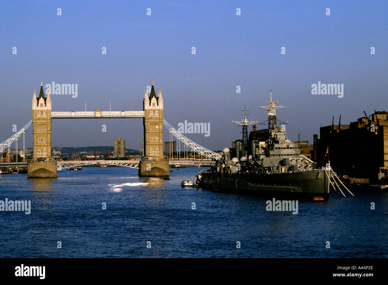 HMS Belfast and Tower Bridge, London, England Stock Photo - Alamy