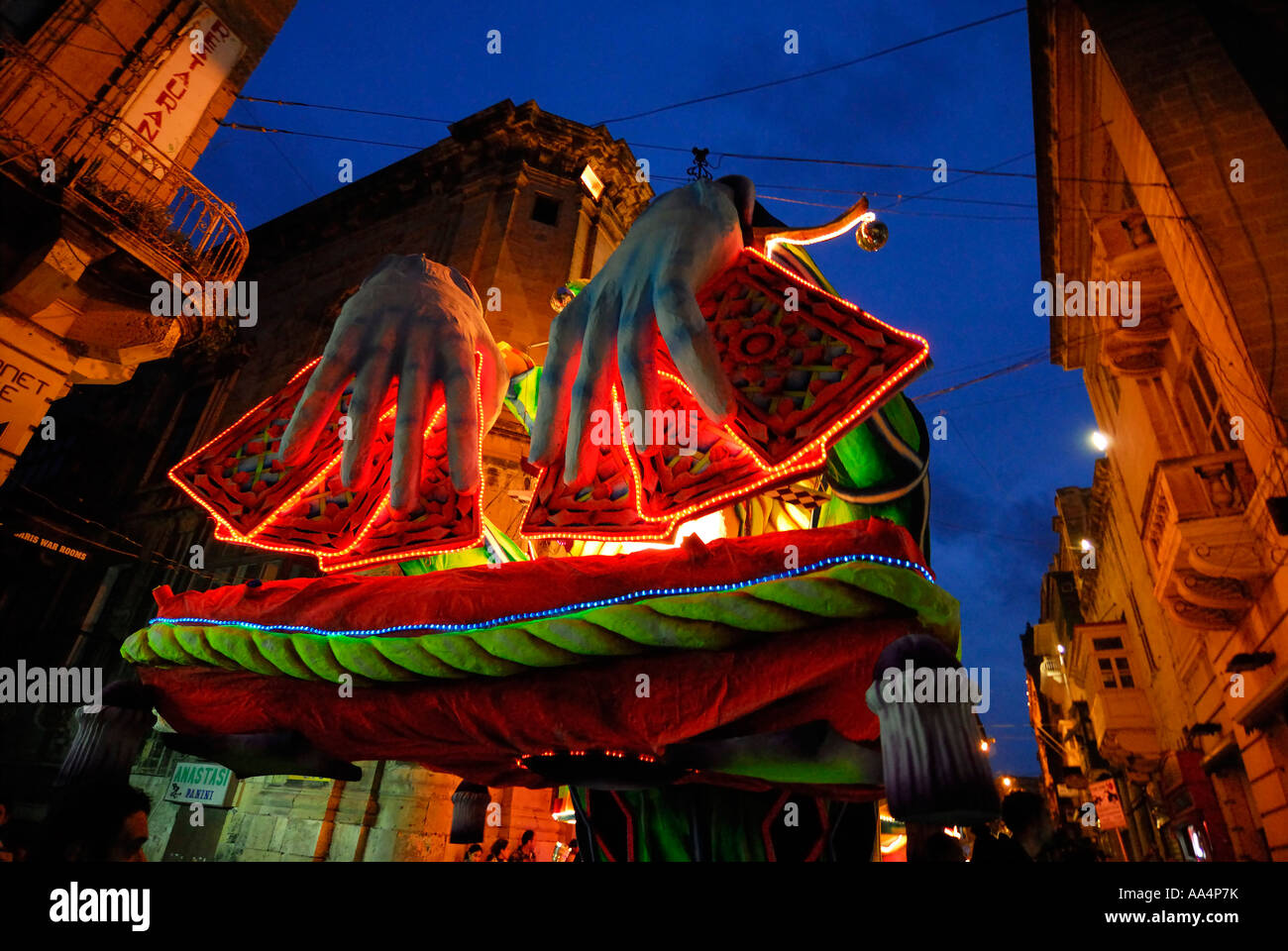 Maltese Carnival Float at night Stock Photo - Alamy