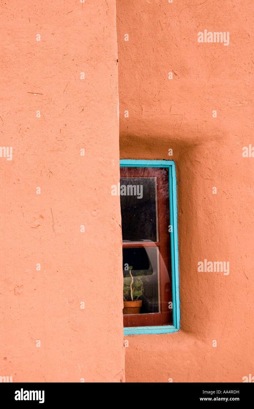 Adobe wall with window detail Stock Photo - Alamy