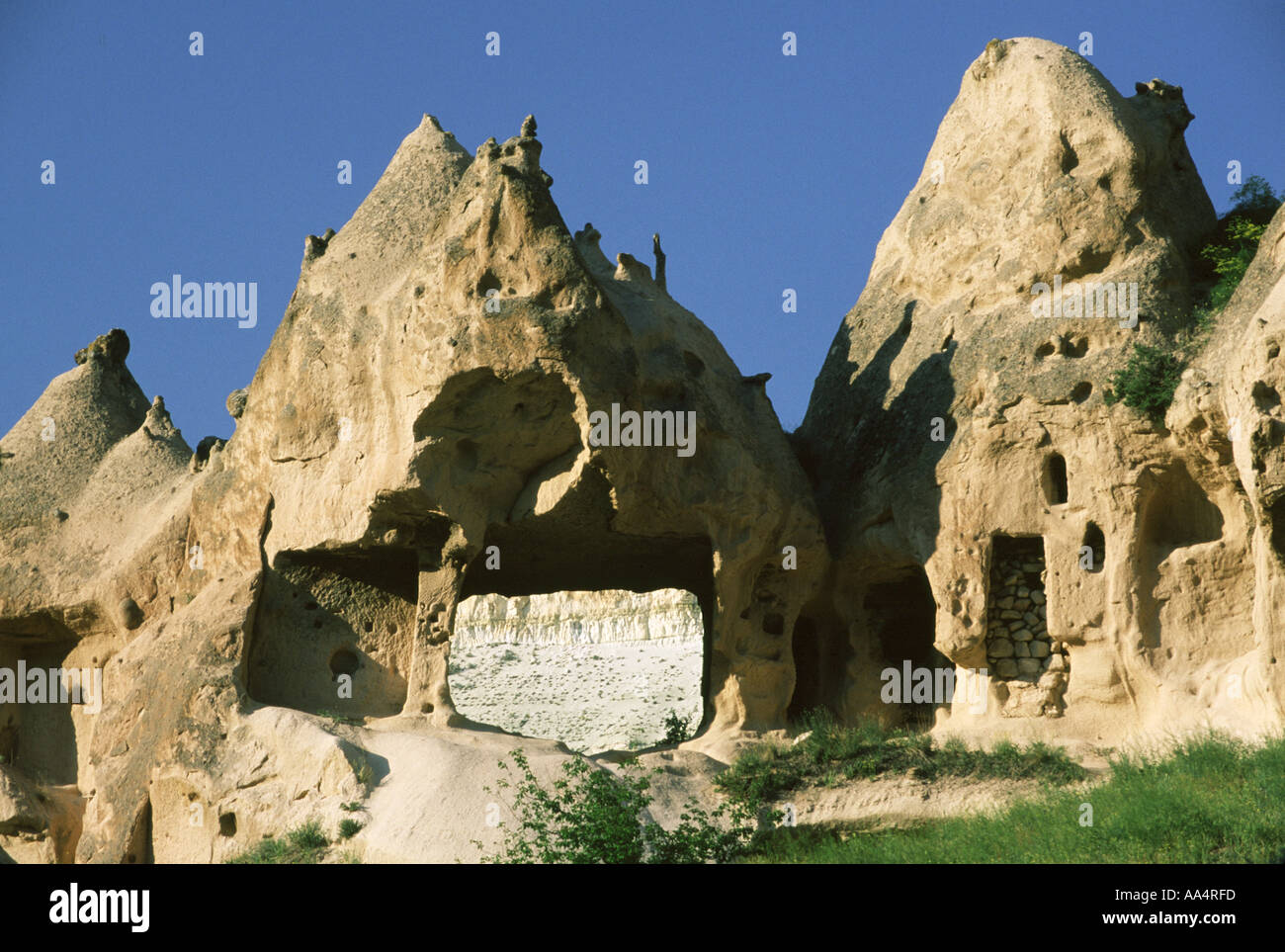 Rock cut churches and rock dwellings Zelve Cappadocia Anatolia Turkey ...