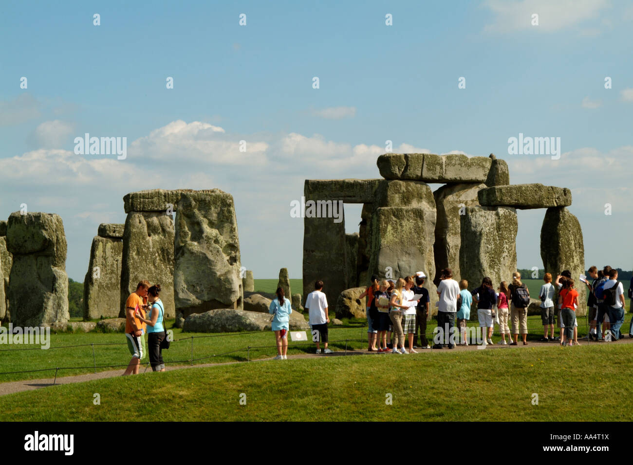 Stonehenge monument Wiltshire England UK Tourists visiting the stone ...