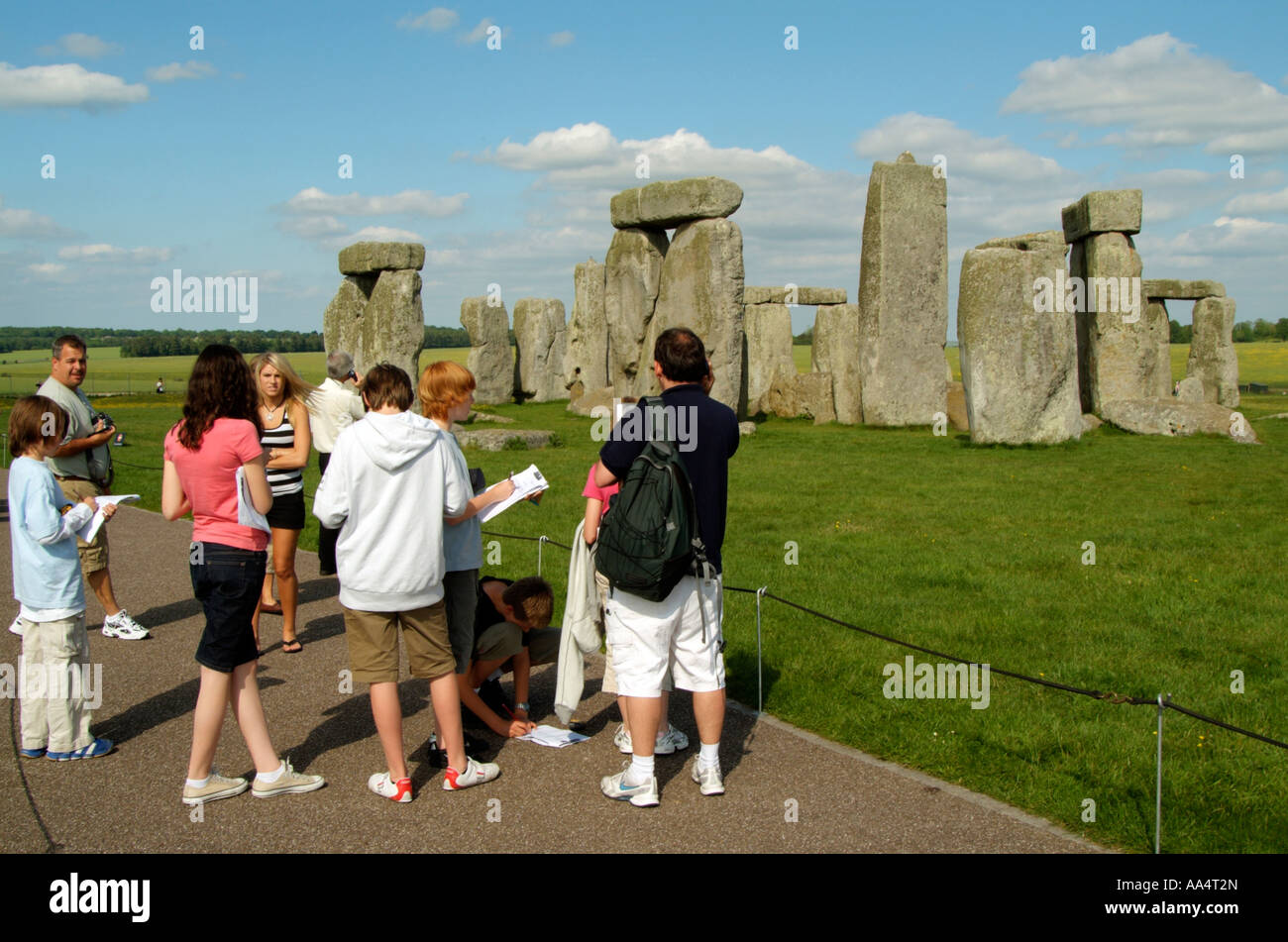 Stonehenge monument Wiltshire England UK Tourists visiting the stone ...