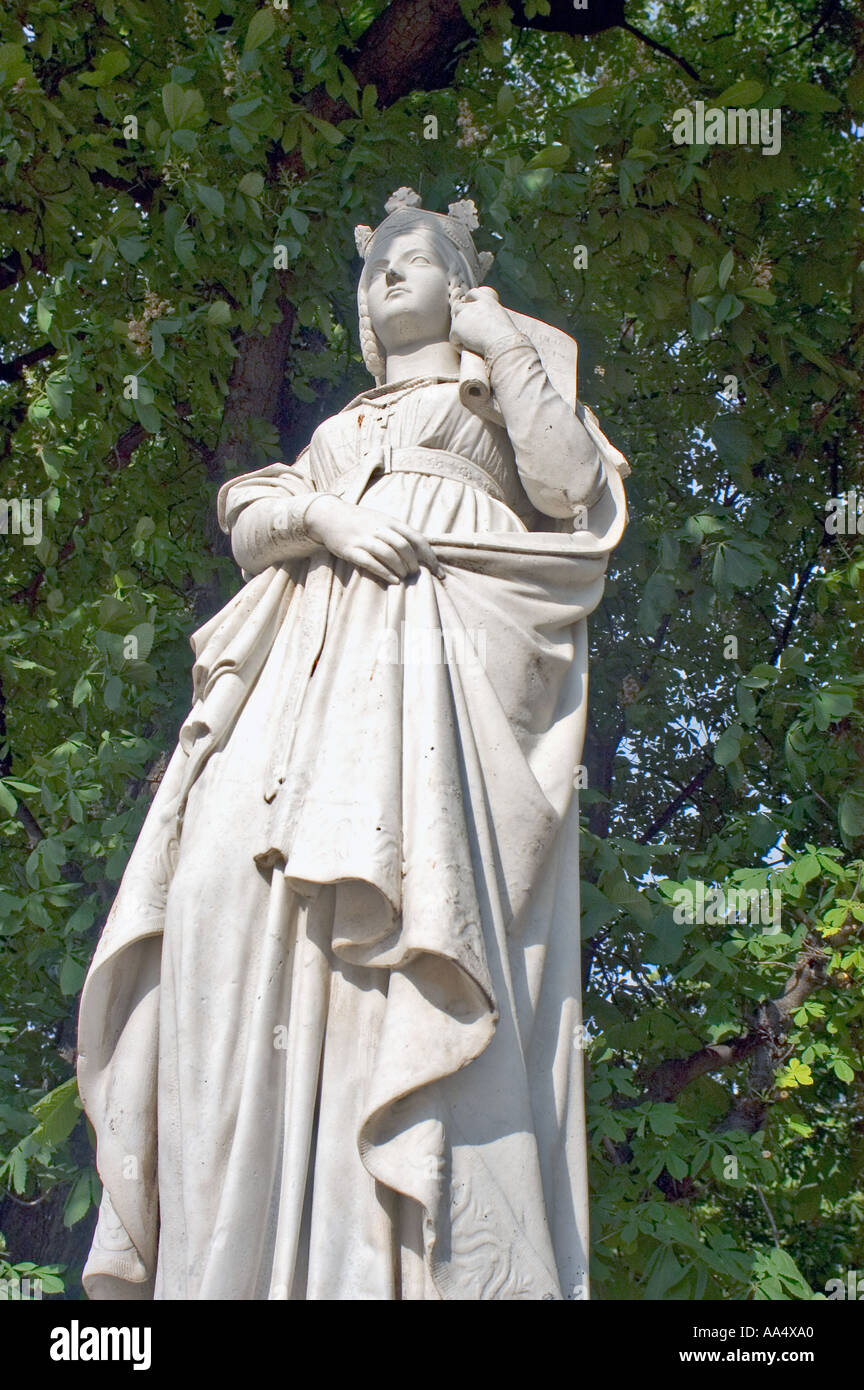 Paris FRANCE, Urban Parks Statue of "St Bathilde" "Queen of France" in ...