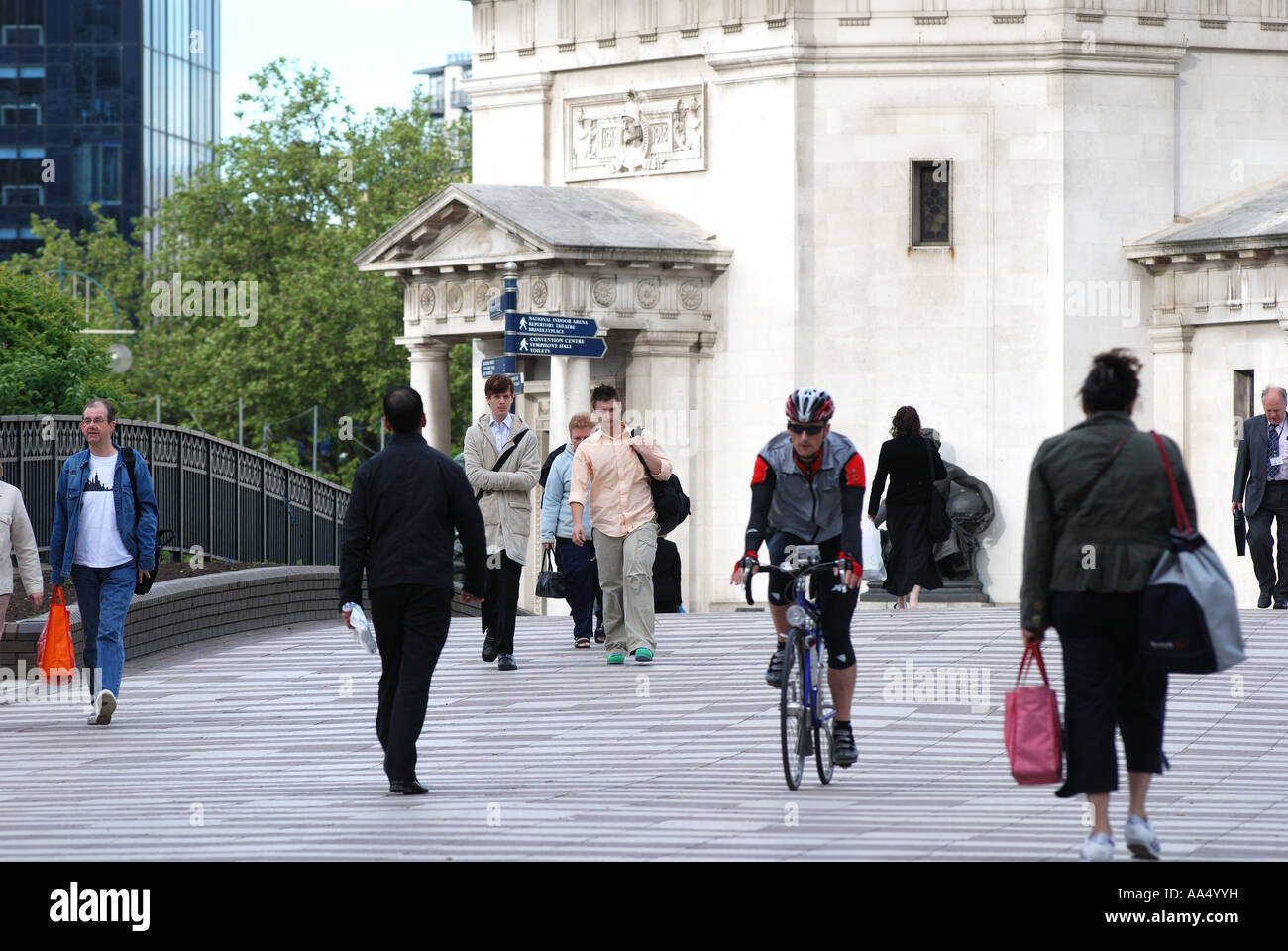 Morning commuters in Centenary Way, Birmingham city centre, West ...