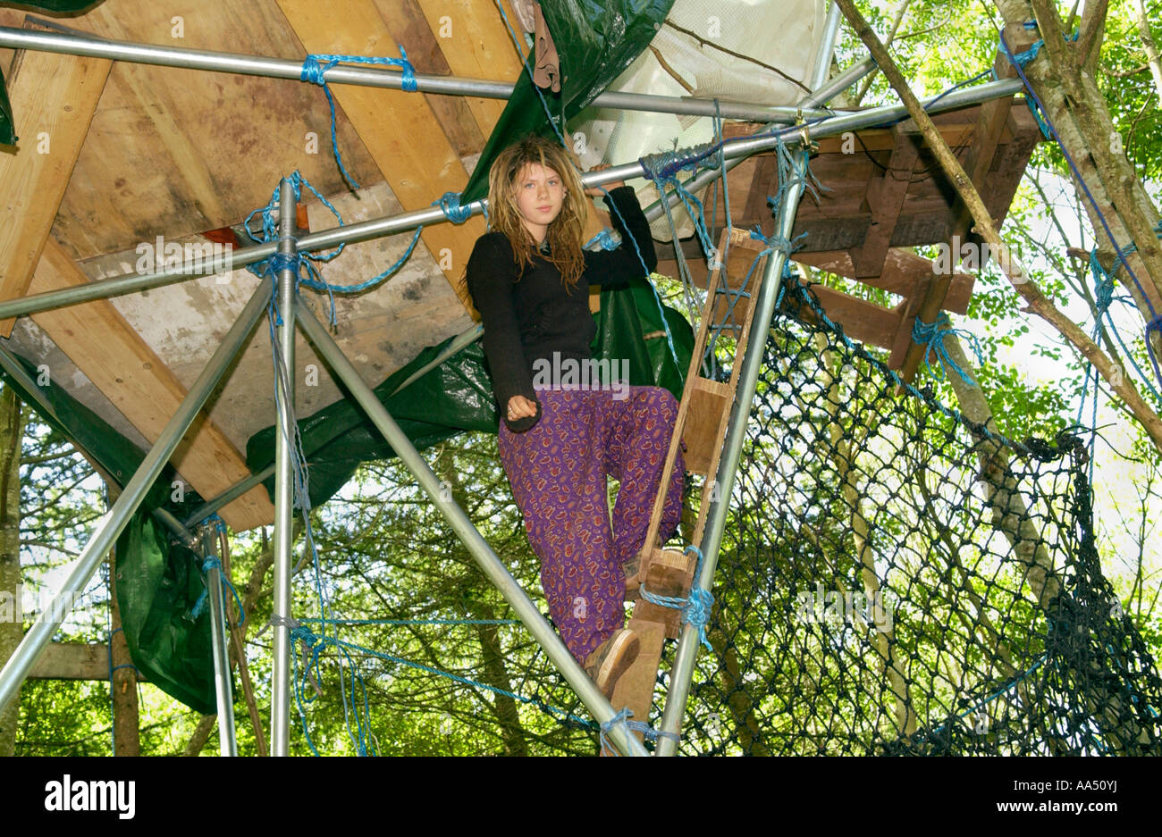 LNG pipeline teenage protesters tree platform in camp on Penpont Estate ...