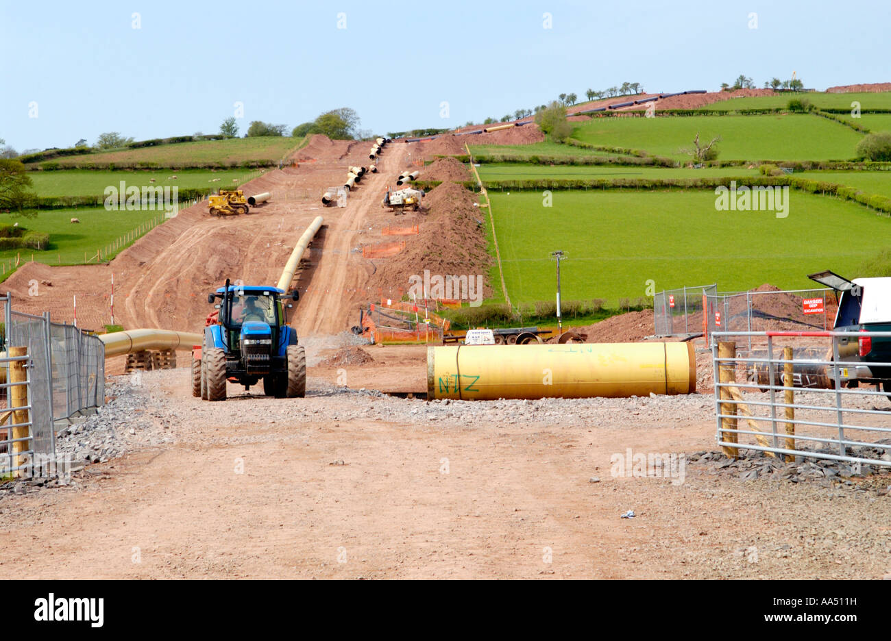 LNG pipeline being constructed over farmland near Trecastle Powys South ...