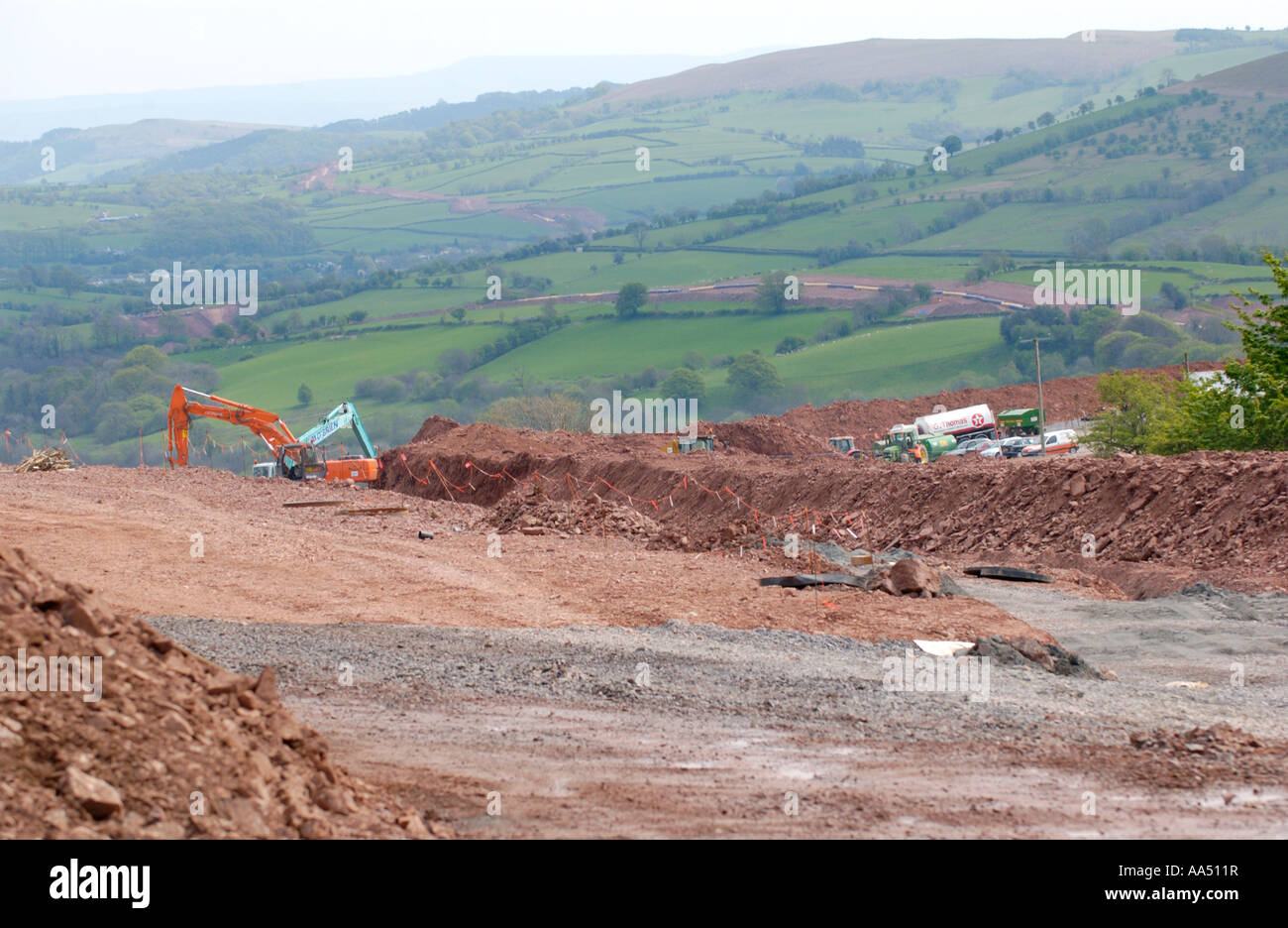 LNG pipeline being constructed over farmland near Trecastle Powys South ...