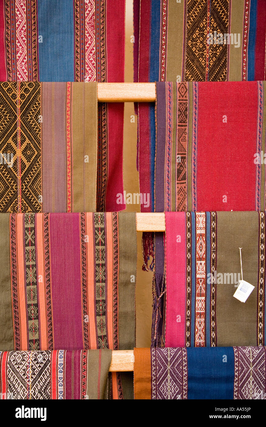 Woven textiles for sale in Cuzco, Peru Stock Photo - Alamy
