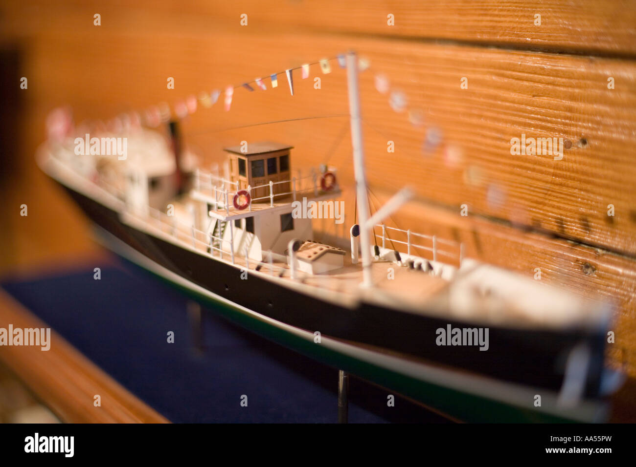 A model boat in the museum on board the SS Yavari, Lake Titicaca, Peru ...