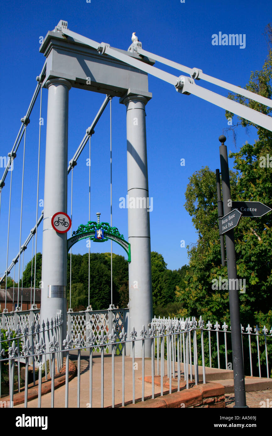 old Victorian suspension footbridge across the River Nith dumfries ...